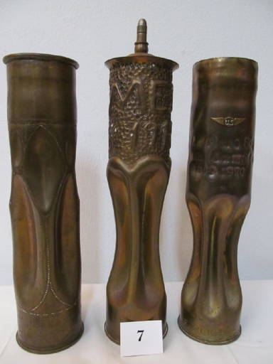 Three 75mm Trench Art Shells