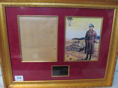 Signed Document By Erwin Rommel “the Desert Fox