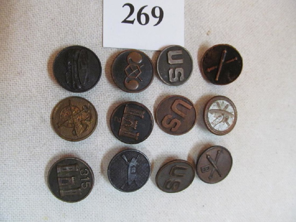 12 Wwi Us Military Collar Disks 12 Wwi Us Military Collar Disks