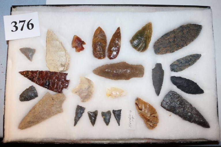 Frame With 22 Flint, Obsidian