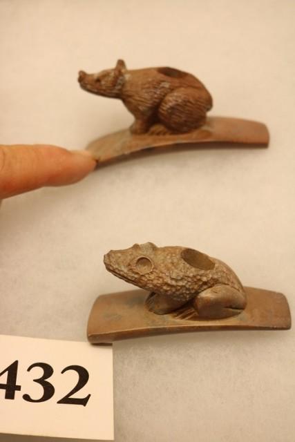 Pair Of Hopewell 3” Effigy Pipestone Pipes