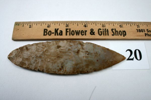 20: 6 1/8" Translucent Flint Mayan Knife