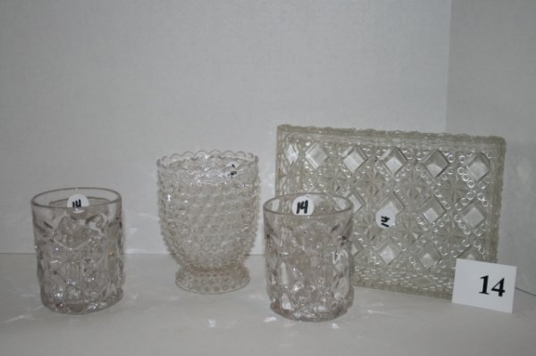 14: Four pieces of Findlay pattern glass