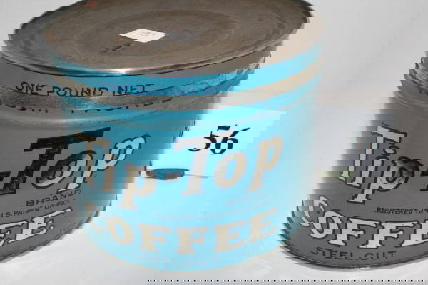 Tip Top Coffee Tin – Blue With Silver Letters