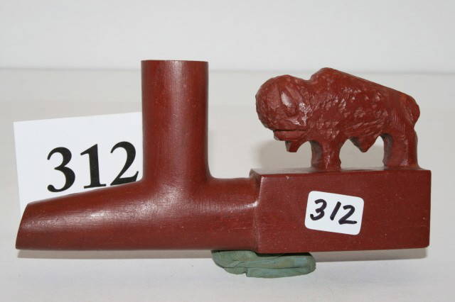 Catlinite Buffalo Effigy Pipe