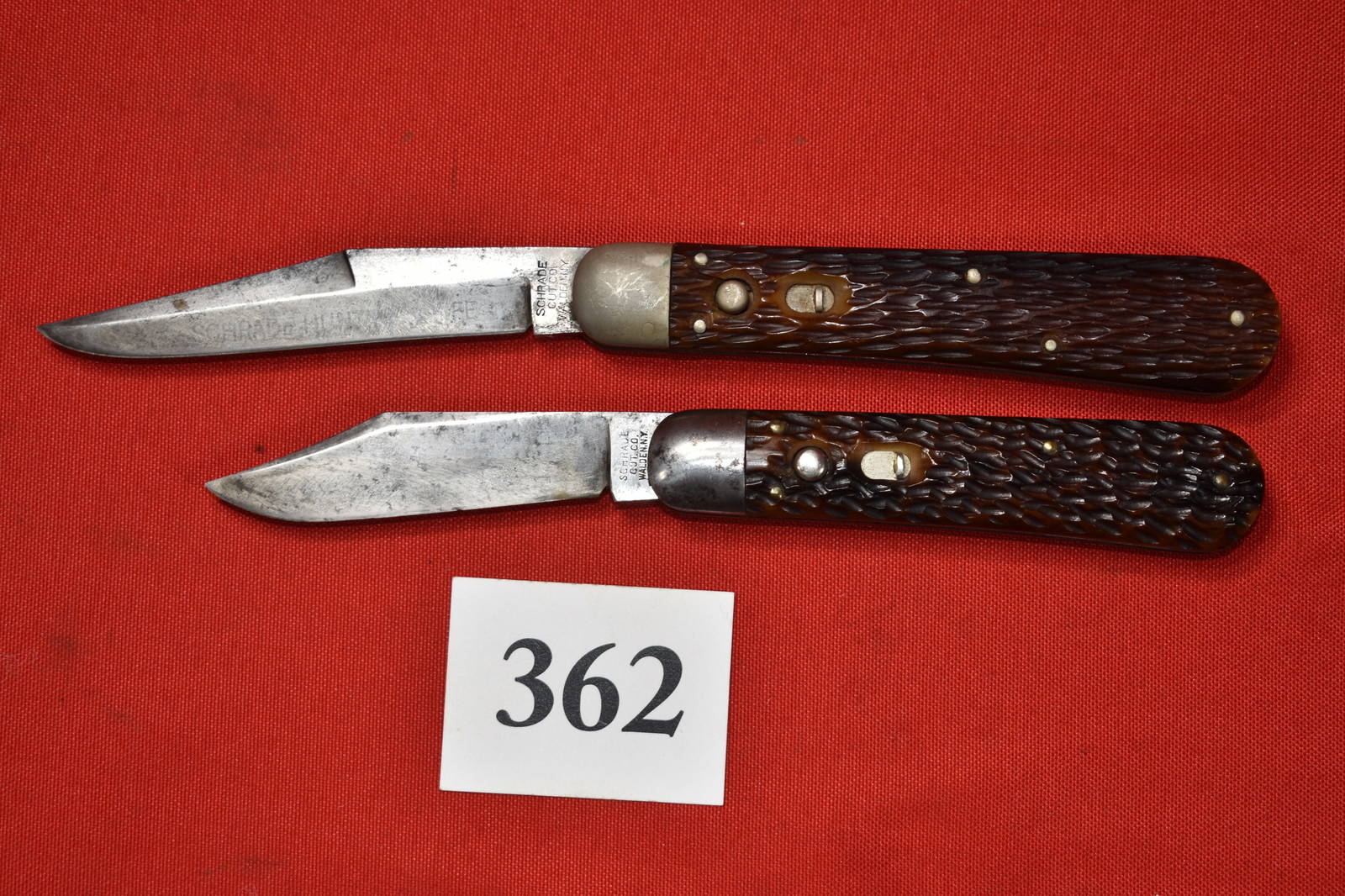 (2) Schrade Cut Co. Push Button Spring Loaded Locking Knives Auction