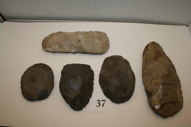 2 Flint Spades And 3 Hornstone Blades