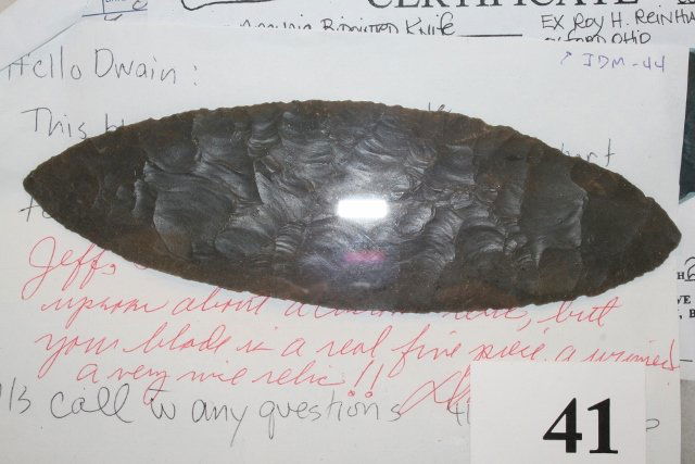 Bi Pointed Knife Of Dark Gray Chert