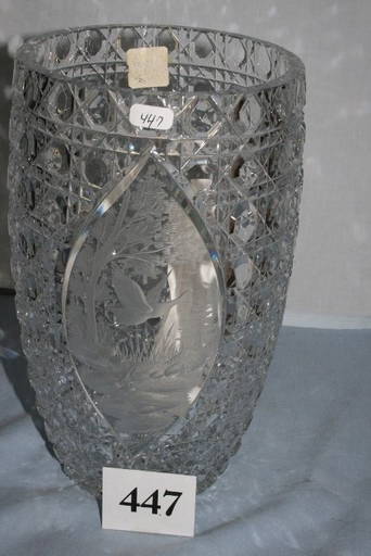 10” Beautiful German Cut Glass Vase