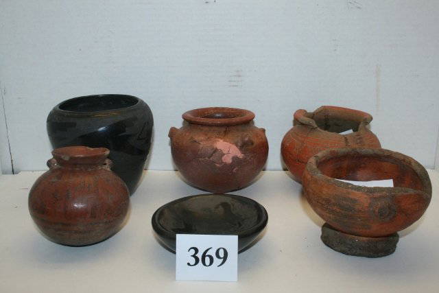 4 Prehistoric Redware Pots