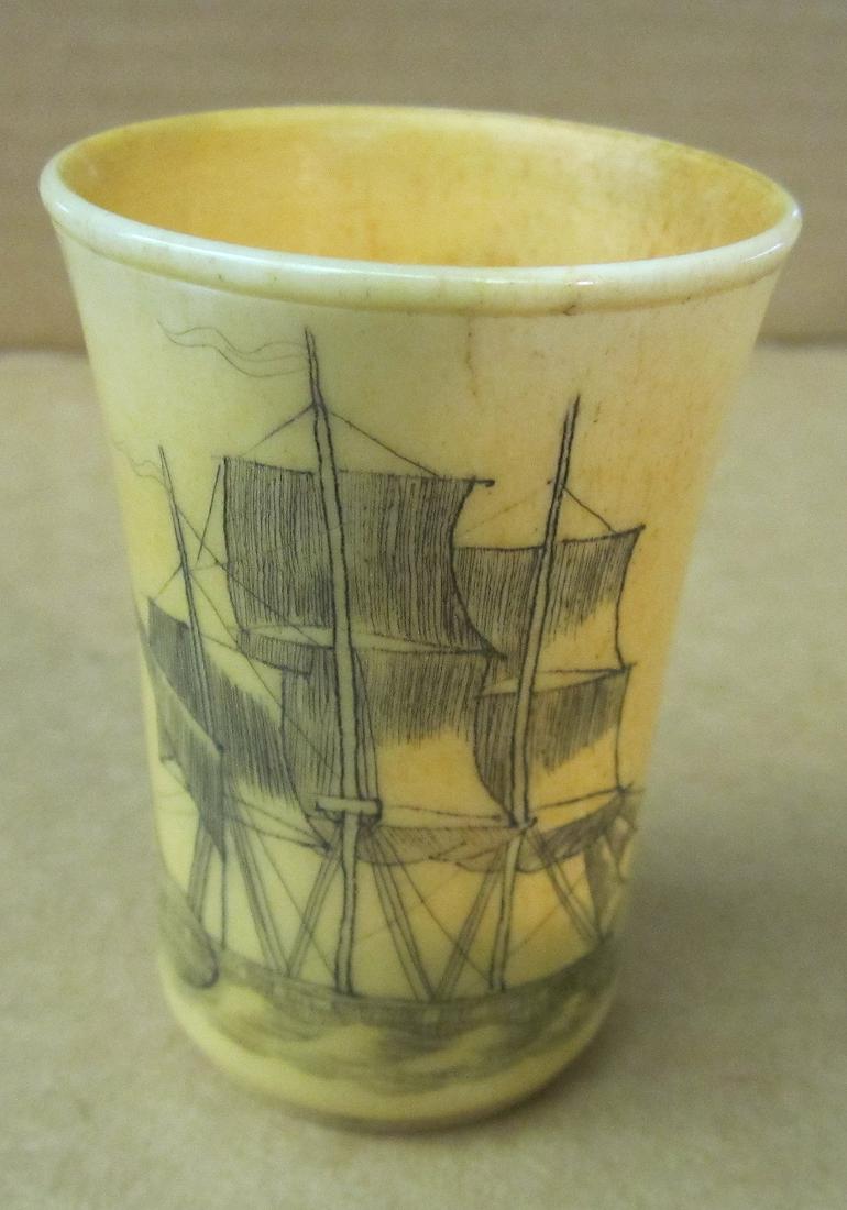 Scrimshaw Shot Cup Made From Horn