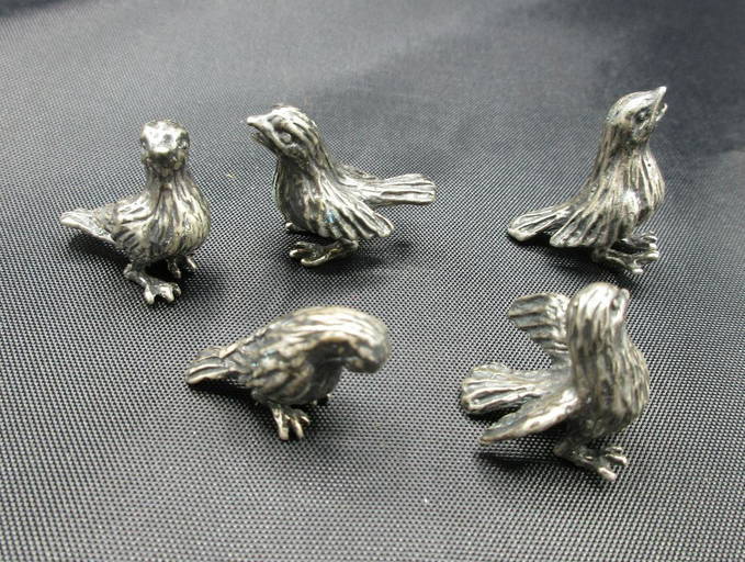 Flock Of 5 – 800 Fine Miniature Silver Birds.