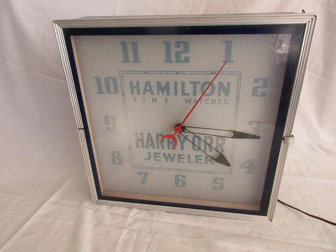 Vintage Advertising Hamilton Watch Clock