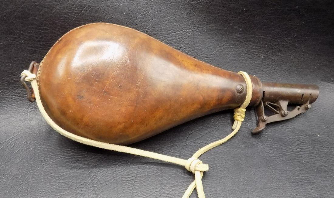 Antique Mid 1800’s Leather Powder Horns