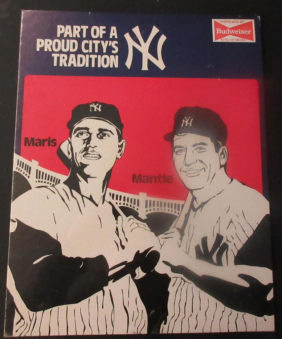 Vintage Yankee Maris and Mantle advertising Budweiser baseball poster ...
