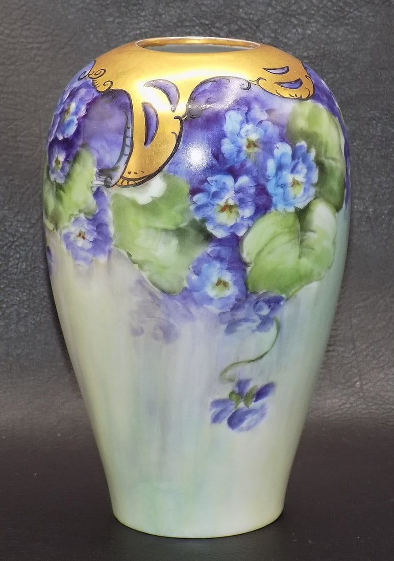 Lovely Vintage Hand Painted Limoges Porcelain Vase Auction