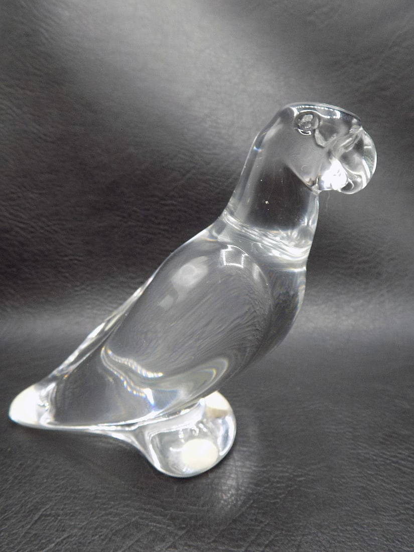 Vintage Signed Baccarat Art Glass Parrot Auction