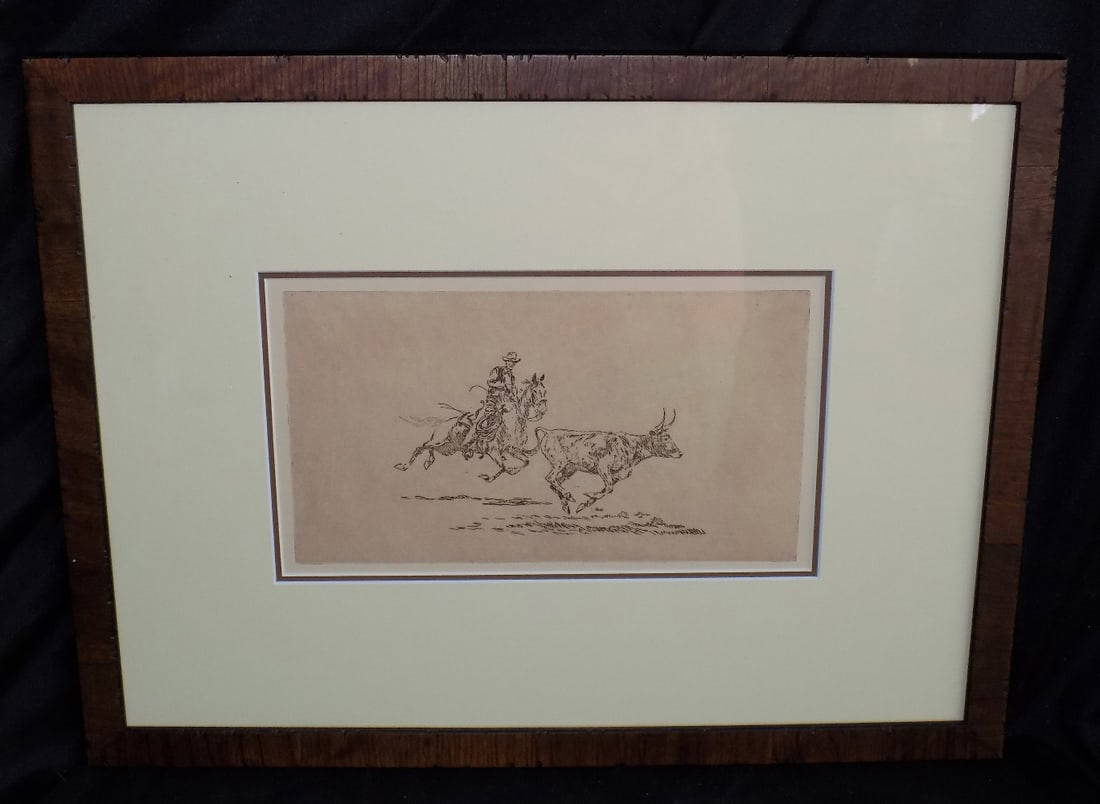 Vintage Western Pen And Ink Drawing Auction