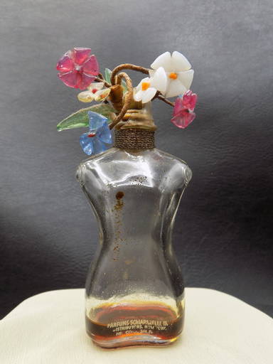 Vintage 1936 Schiaparelli Perfume Bottle With Glass Flowers