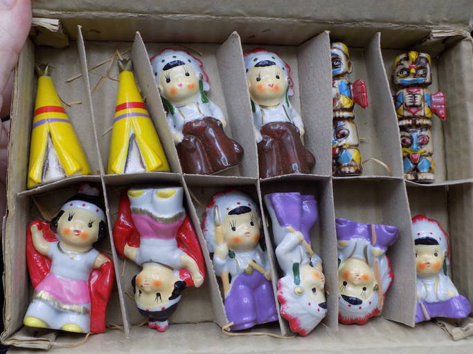Vintage Box Of Native American Indian Figures