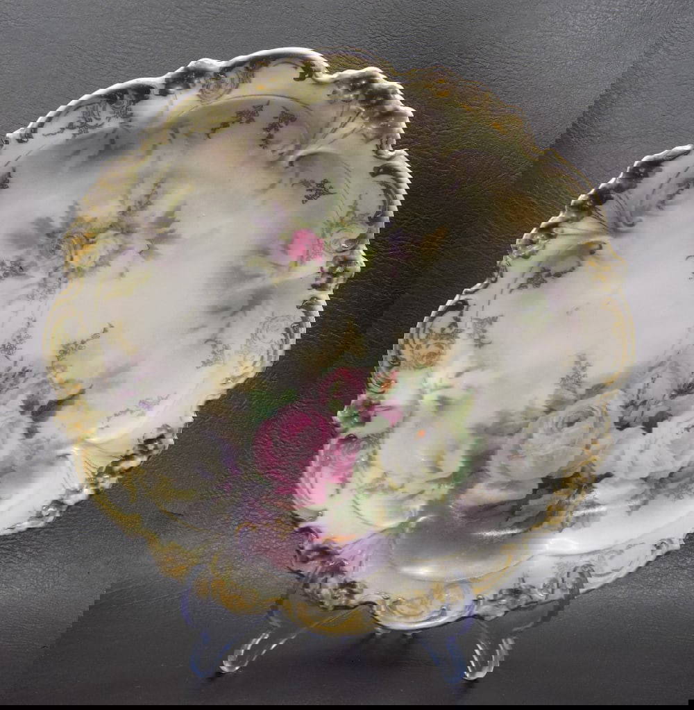 Beautiful Vintage Rs Prussia Rose Decorated Plate Auction