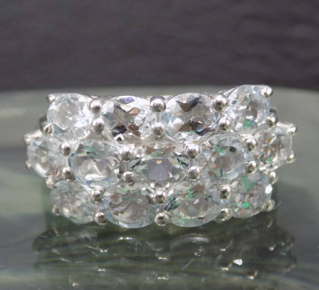 Beautiful 5 Cwt Topaz Sterling Silver Ring Auction