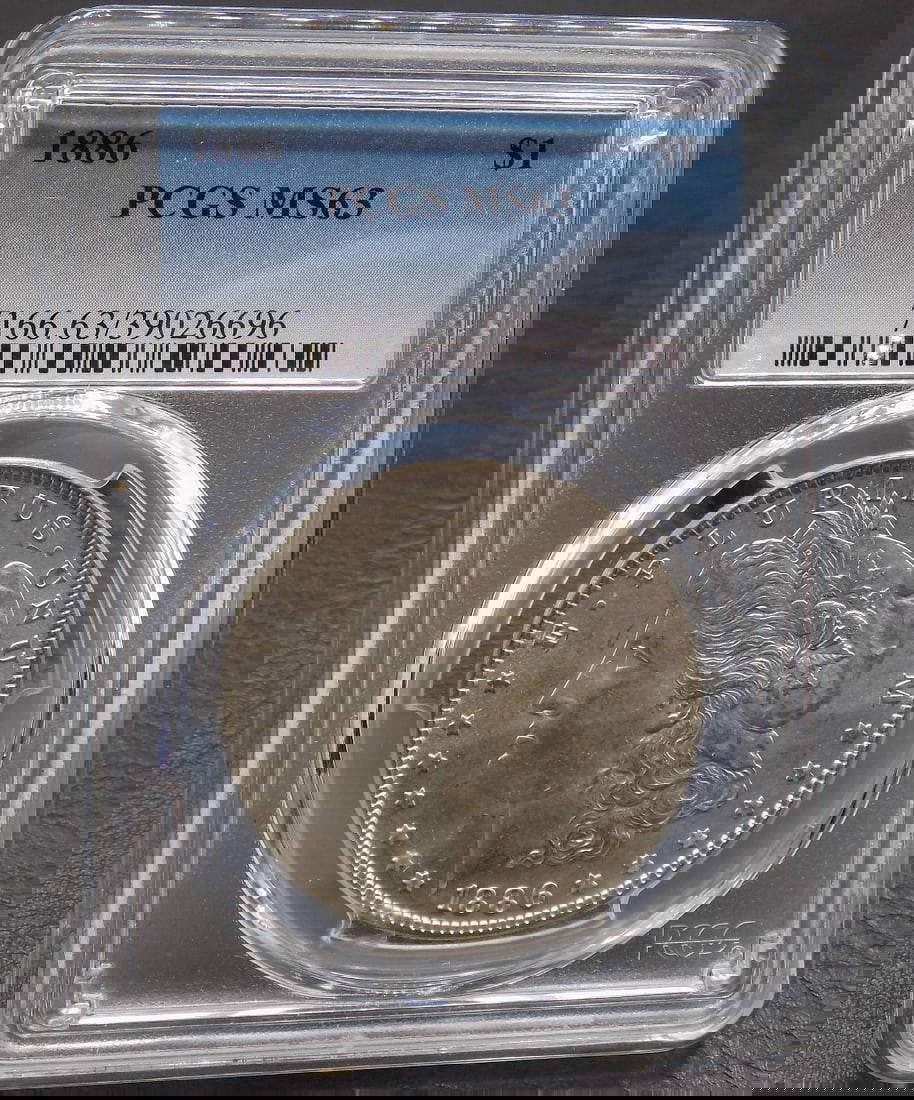 1886 Morgan Silver Dollar. Graded Ms63 Pcgs Auction