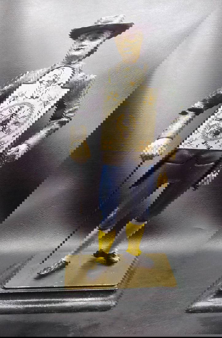 Antique Top Hat Dutch Peddler Clock Seller Auction