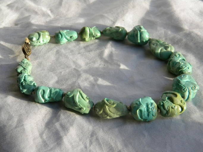 Antique Chinese Carved Turquoise Beads Necklace - Dec 09, 2018 | Rose's ...
