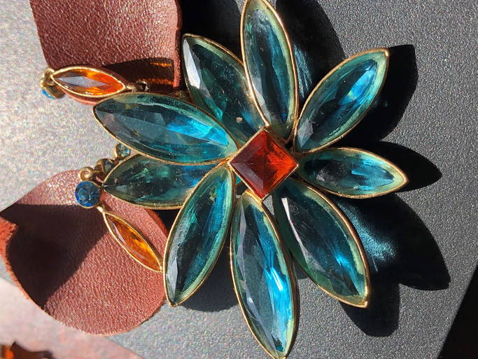 Vintage Kc Flower Brooch Pin