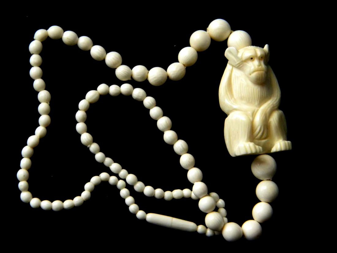Antique Chinese Ivory Monkey Necklace