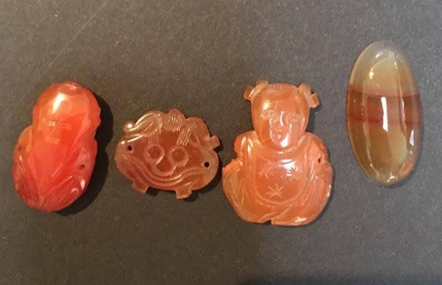 Group Of Antique Chinese Agate Carved Ornaments