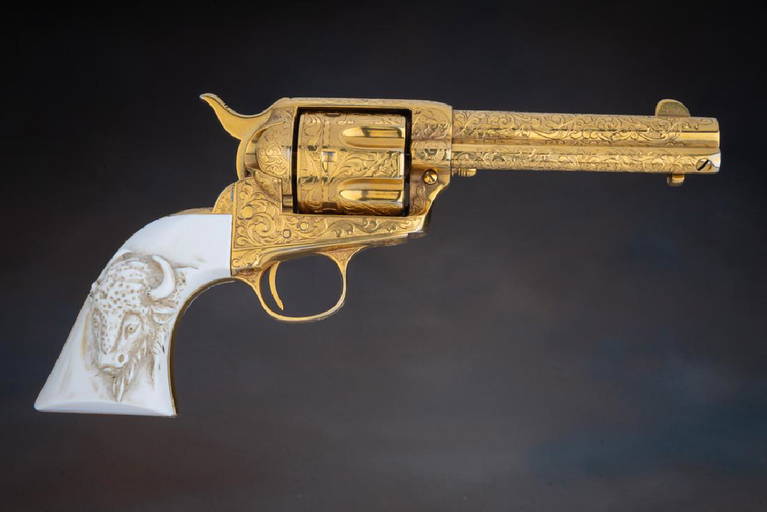 Extremely Scarce Bohlin Engraved Gold Plated Colt Saa