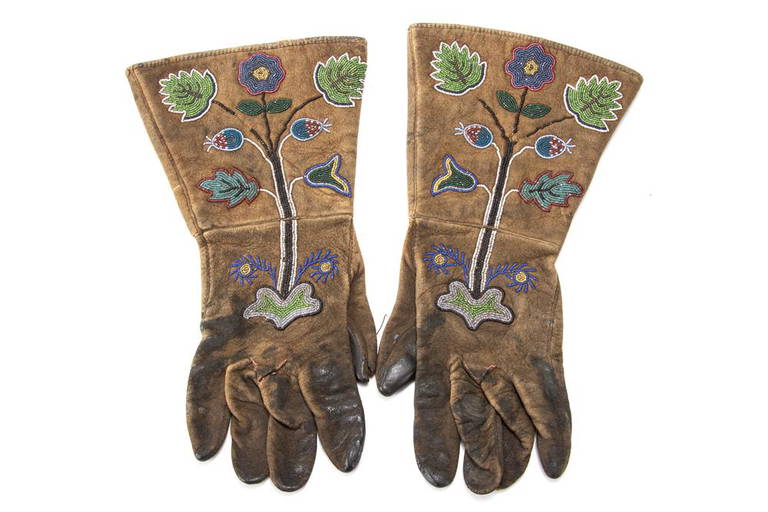 Fine Pair Of Vintage Wild West Beaded Gauntlets With