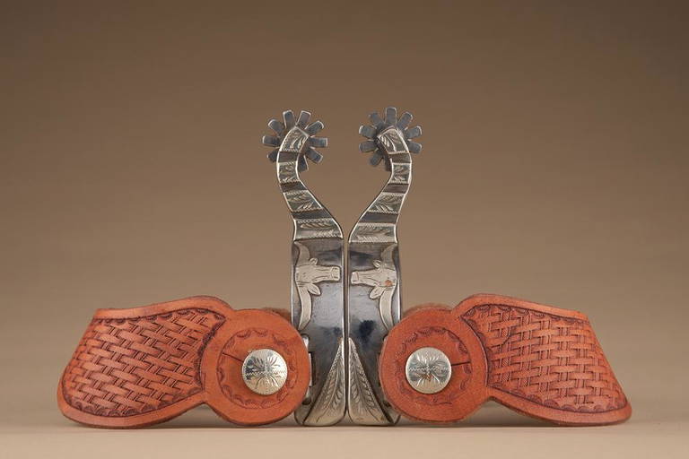 Fine Pair Of Double Mounted Spurs By Noted Pampa, Texas Bit And Spur Maker Billy Klapper (b.1937 ),