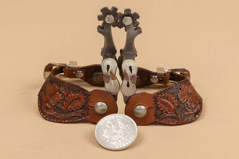 Fine Pair Of Miniature, Double Mounted Spurs, Marked "rgb". Spurs Are ...