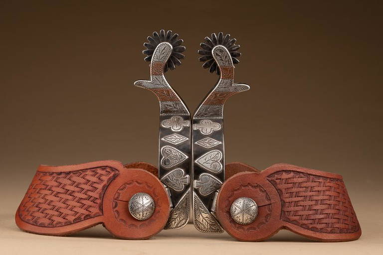 Fine Pair Of Double Mounted Spurs By Noted Texas Bit And Spur Maker The ...