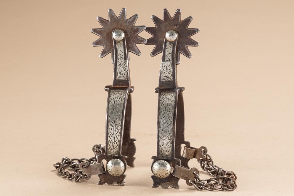 Pair Of Canon City Prison Made Single Mounted Spurs With Hand Engraved ...