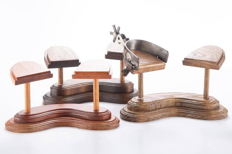 Three Pair Of Custom Made Wooden Spur Stands With Adjustable Tops, 6" T ...