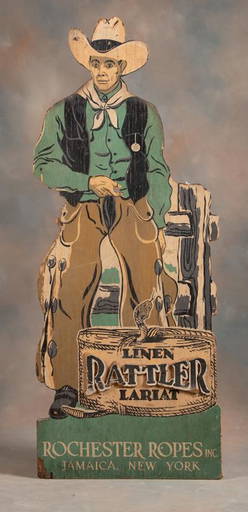 Extremely rare wooden, hand painted vintage Cowboy Rope Holder titled ...