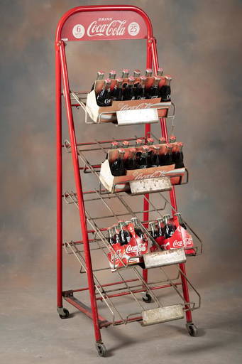 Vintage Coca Cola Bottle Display Rack With Four Slanted Shelves, Sold ...