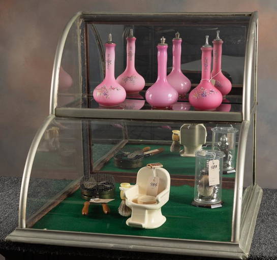 Most unusual antique double curved glass country store Showcase, circa ...