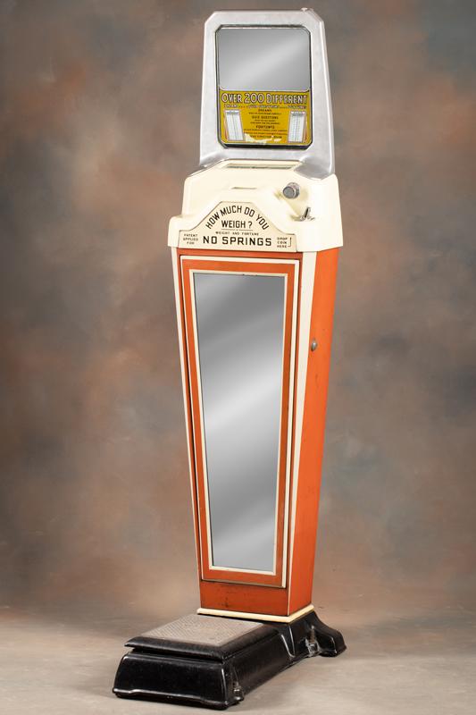 Vintage floor model porcelain coin-op Weight Scales, circa 1940-1950s ...