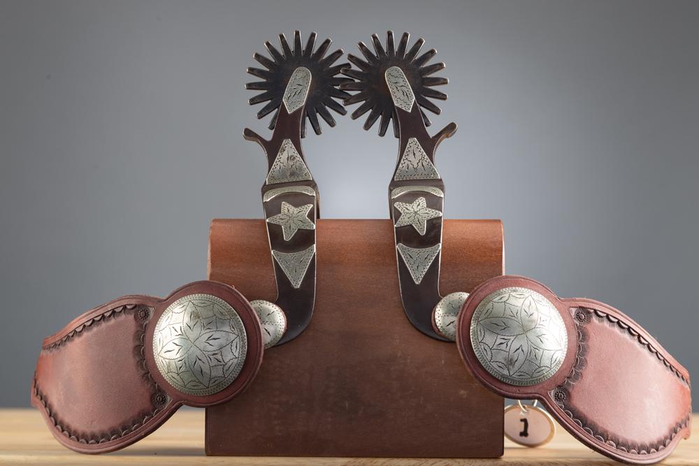 Pair Of "bill Adamson" Marked Double Mounted Spurs With Hand Engraved ...