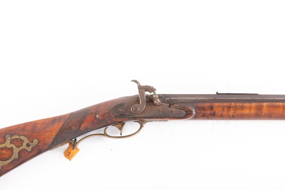 Full Stock Early Percussion Rifle, Lock Has Crown Marking, Inlaid Brass ...