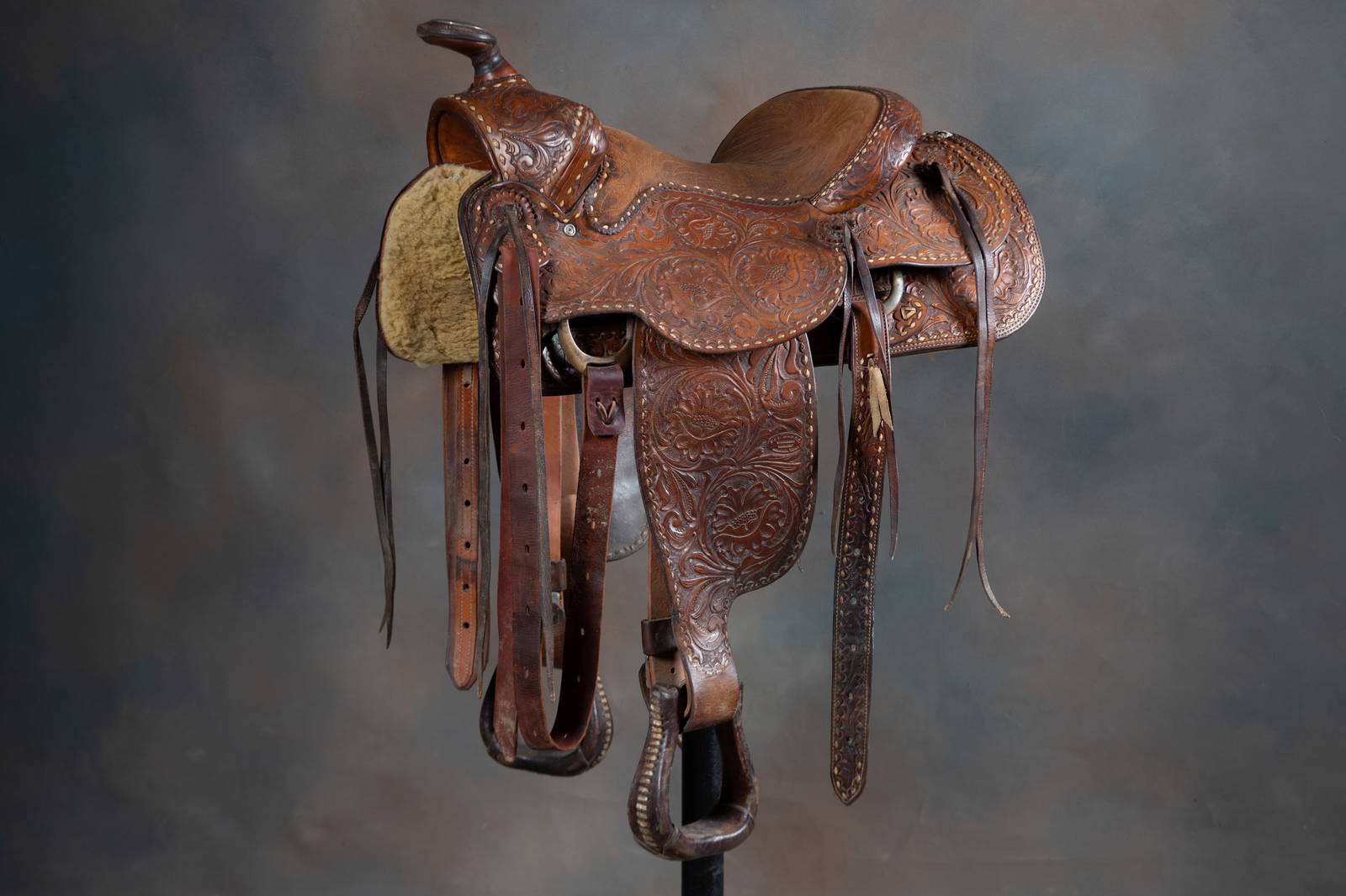 Fine Highly Tooled Saddle Made By The Late Amarillo, Texas Saddle Maker ...