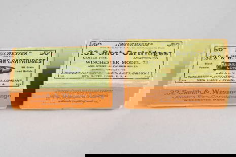 Antique Unopened Box Of .38 Winchester Caliber Cartridges, Totaling 50 ...