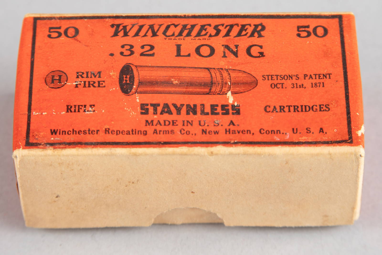 Scarce Antique Unopened Box Of Winchester .32 L Rf Staynless Cartridges ...
