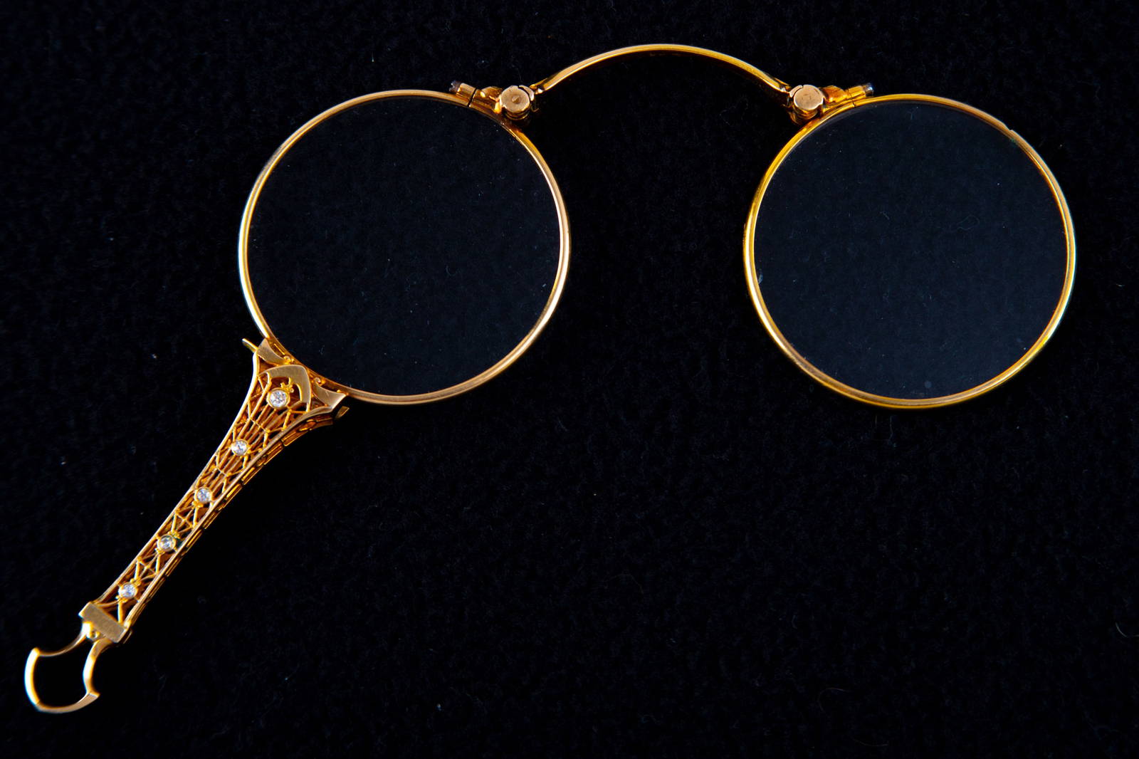 Pair Of Vintage "14kt Gold" Marked Folding Lorgnette (spectacles) With ...