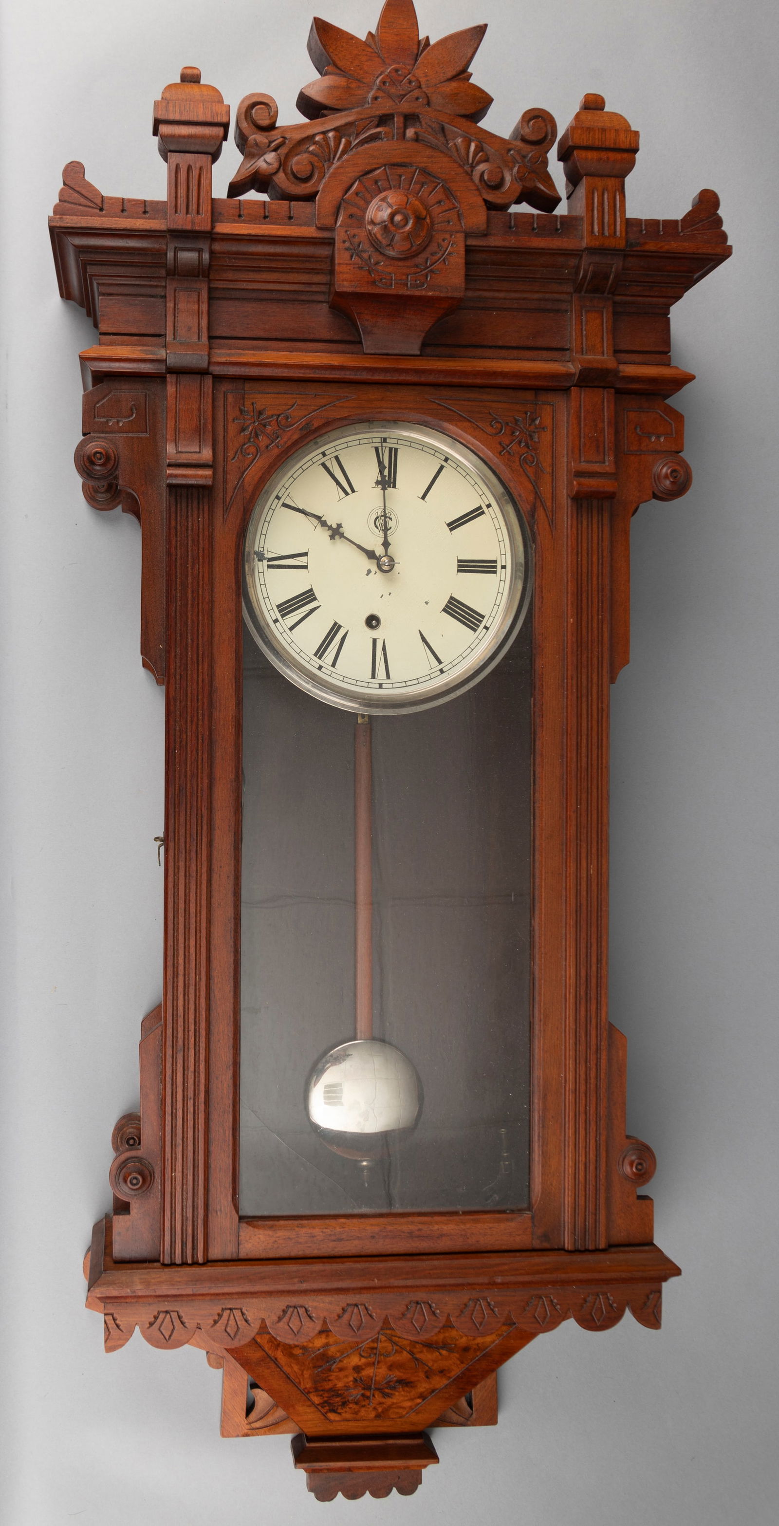 Unique Antique Burl Walnut Waterbury Wall Clock In The Toronto Model In ...